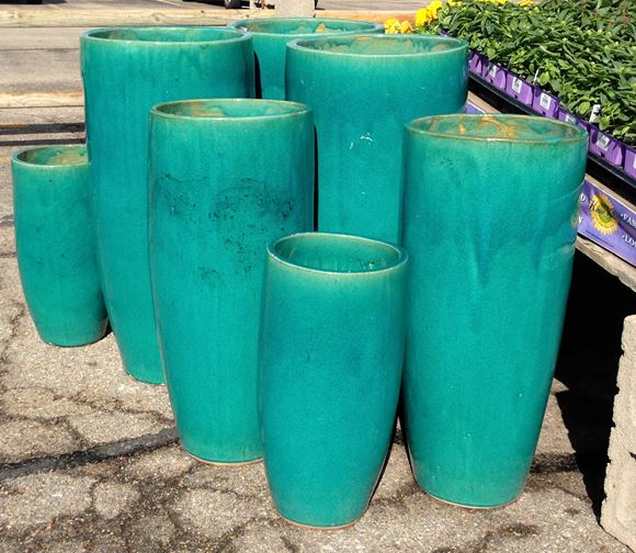 Tall Bongo Pot in aqua - Pottery & Decor - Kaw Valley Greenhouses