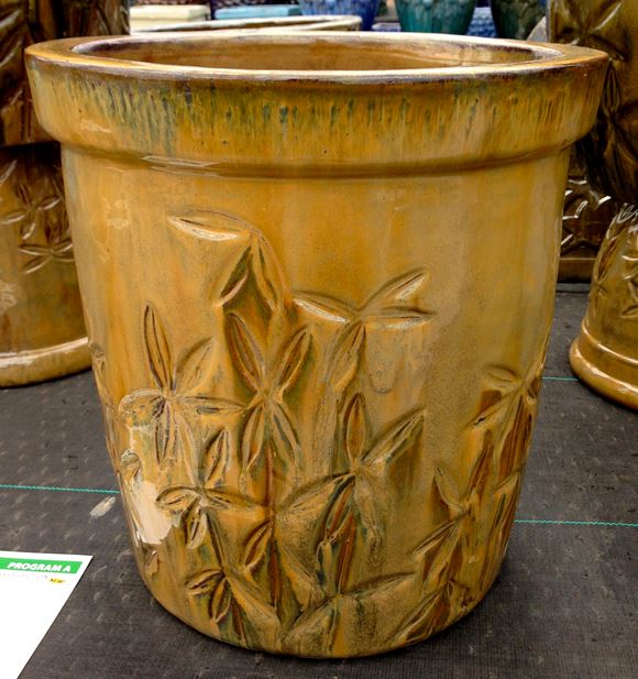 Bamboo Design Ceramic Planter - Pottery & Decor - Kaw Valley Greenhouses